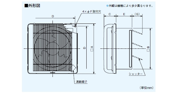 業務用有圧換気扇 格子タイプ EFG-35KSB-W | 配管部品の通販店のダンドリープロ