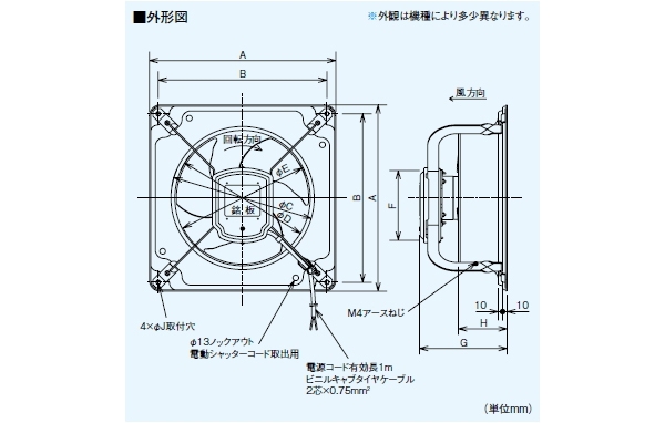 産業用有圧換気扇 低騒音形 EWF-20YSA-Q | 配管部品の通販店のダンドリープロ