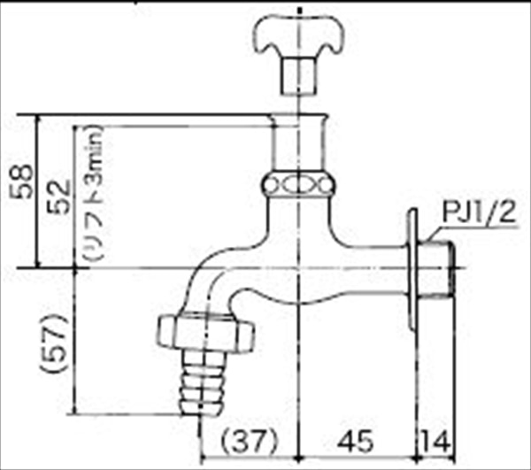 キー式カップリング付横水栓 K4QJ | 配管部品の通販店のダンドリープロ