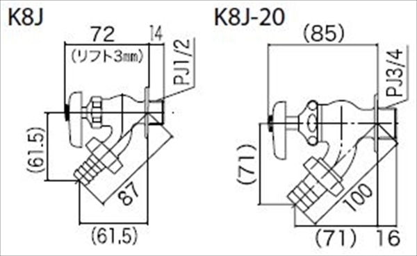 散水栓 K8J | 配管部品の通販店のダンドリープロ