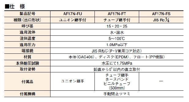 空気抜弁 AF17N-FS | 配管部品の通販店のダンドリープロ