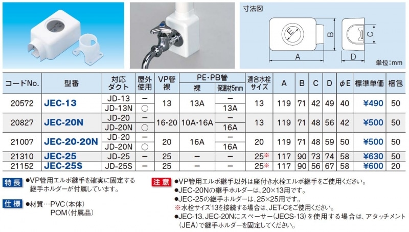 給水栓用エルボカバー JEC | 配管部品の通販店のダンドリープロ