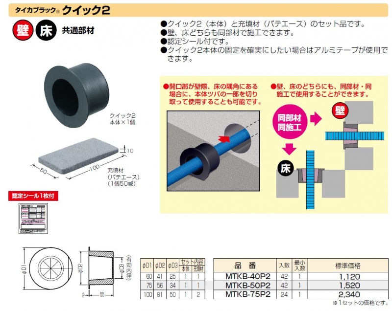 タイカブラック(R)クイック2 MTKB | 配管部品の通販店のダンドリープロ