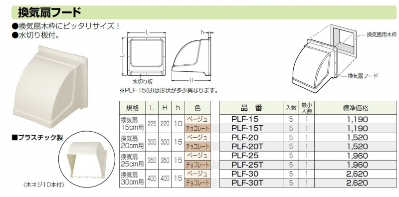 換気扇フード PLF | 配管部品の通販店のダンドリープロ