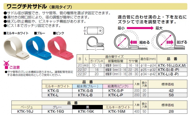 ワニグチ片サドル KTK | 配管部品の通販店のダンドリープロ