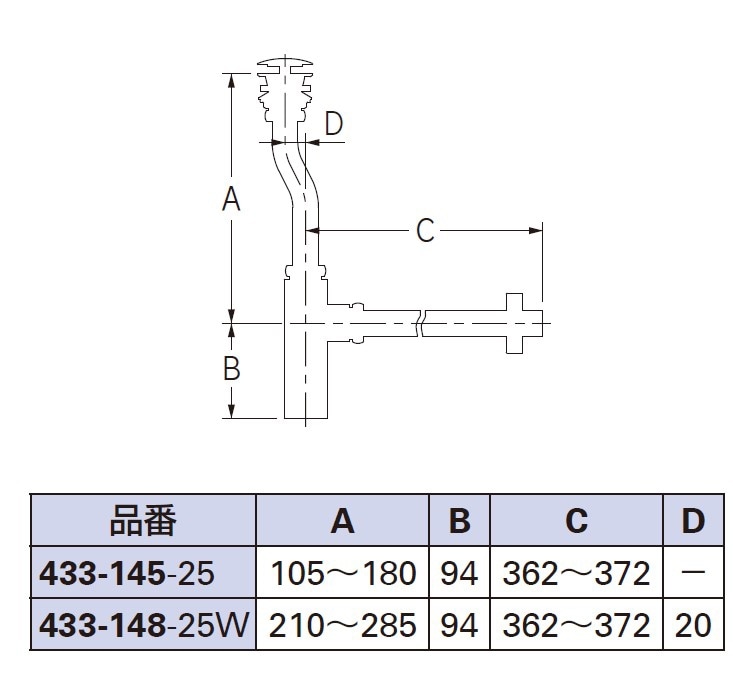 ボトルトラップ 433-148-25W | 配管部品の通販店のダンドリープロ